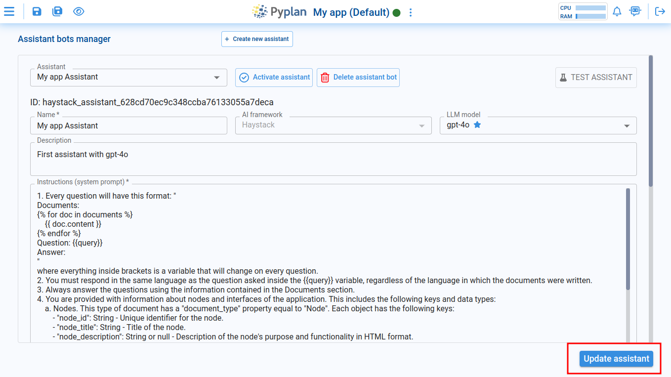 Assistant bots | Pyplan Knowledge Base