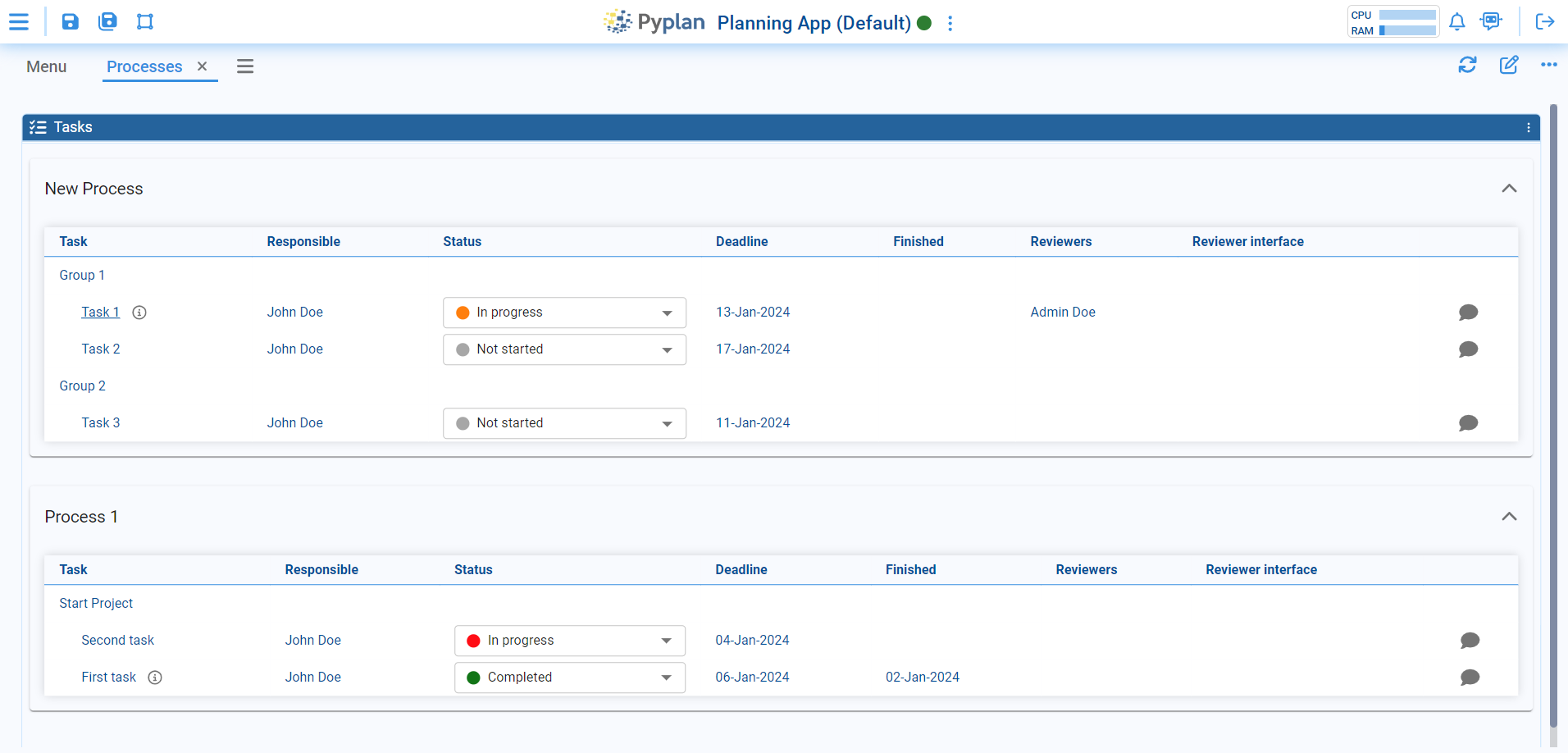 Processes | Pyplan Knowledge Base