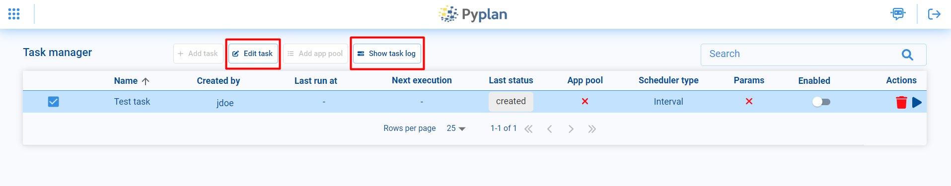 Scheduled Tasks | Pyplan Knowledge Base