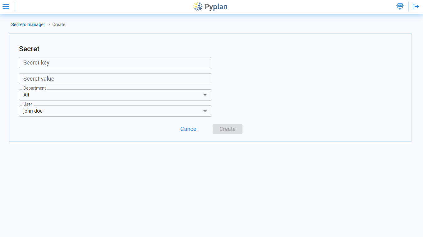 Secrets manager | Pyplan Knowledge Base